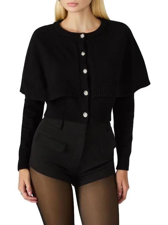 Steve Madden Gissele Cape Detail Cardigan - Black
