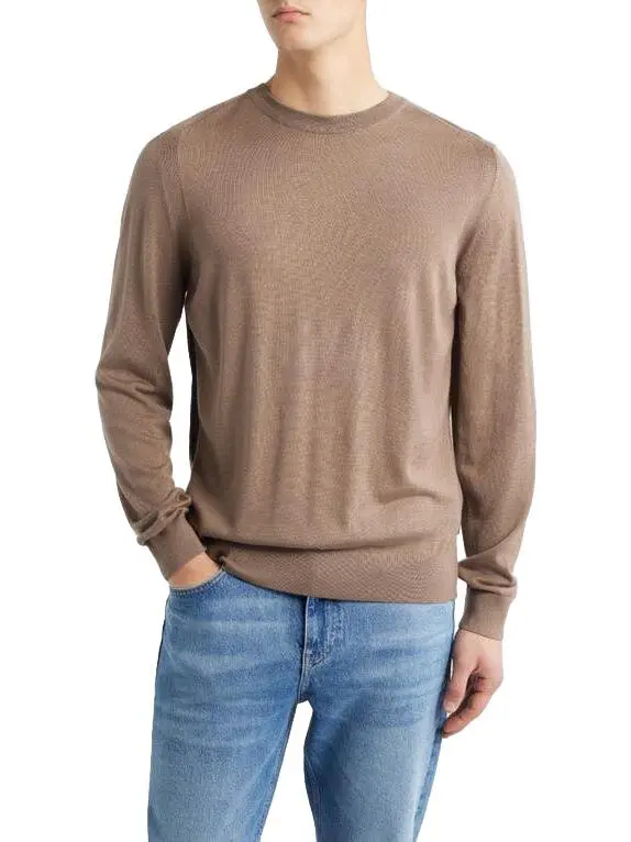 BOSS Wool-cashmere-silk Blend Crewneck Sweater - Open Beige