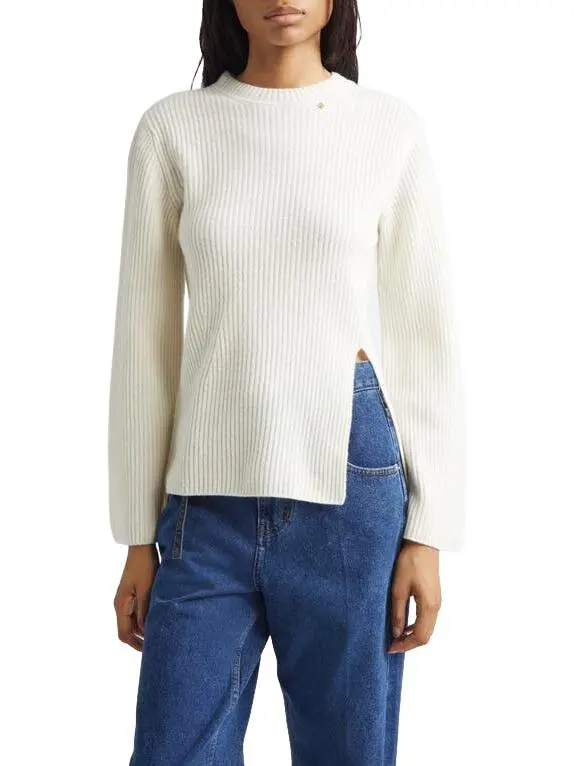 EENK Relaxed Wool Rib Sweater - Ivory Wool