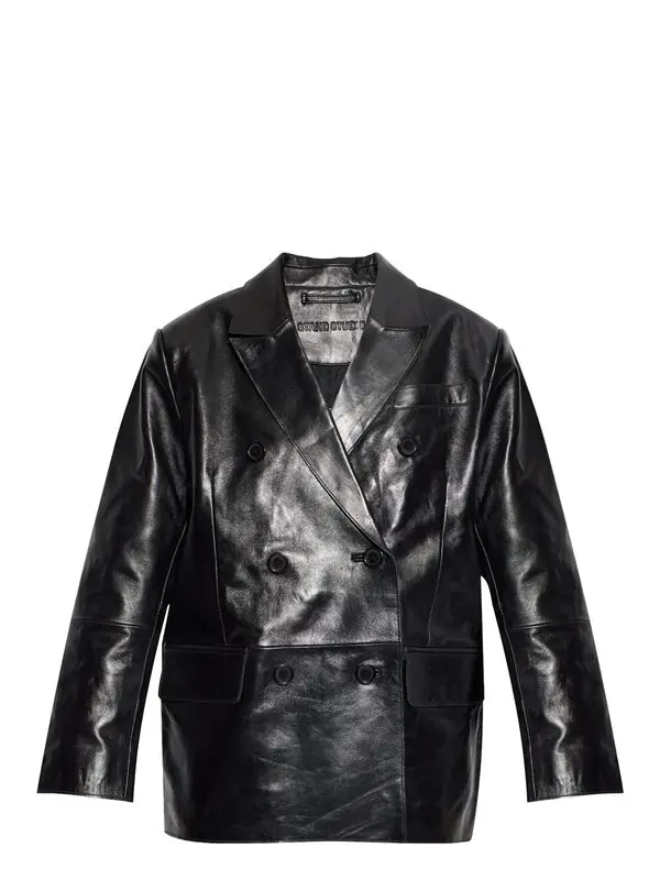 STAND STUDIO Alondra Leather Blazer - Black