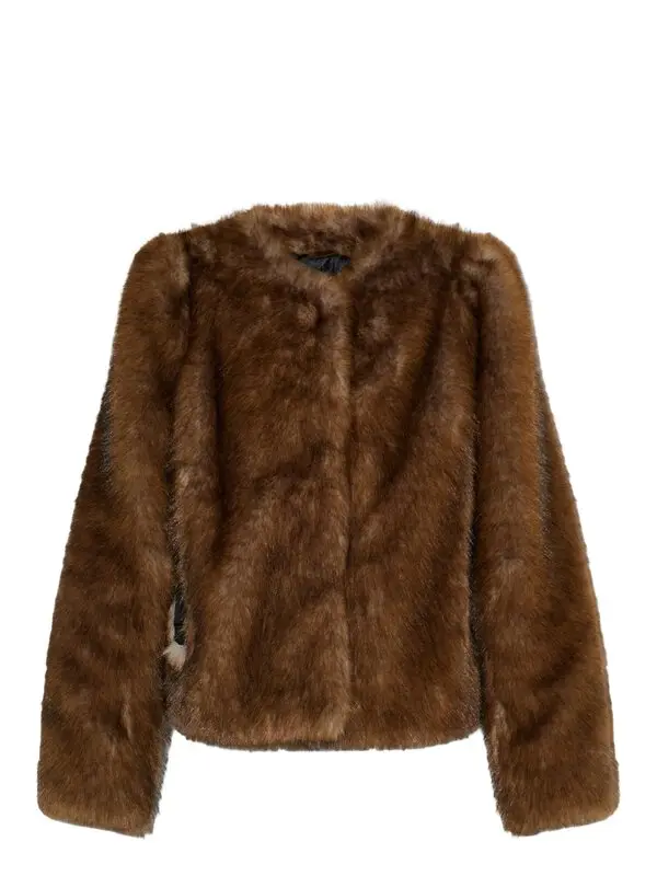 STAND STUDIO Sadie Faux Fur Jacket - Brown