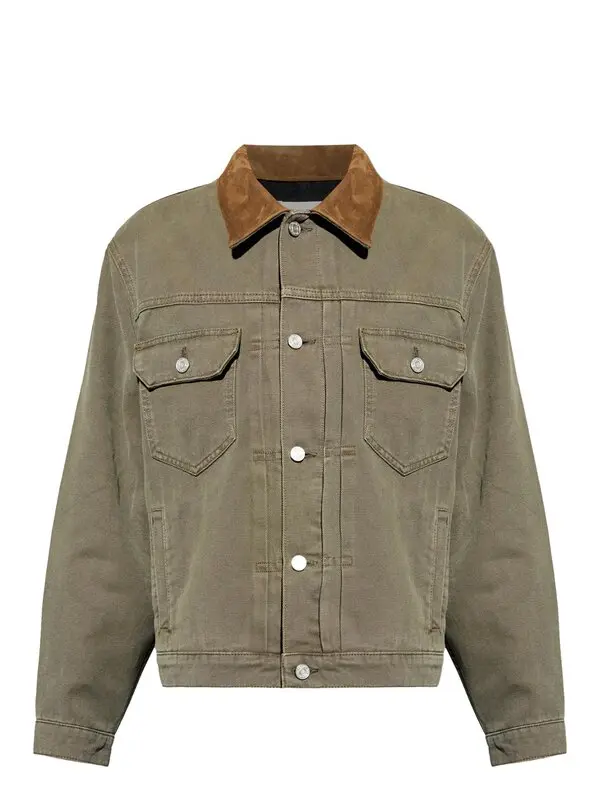 FRAME Jacket With Suede Collar - Green