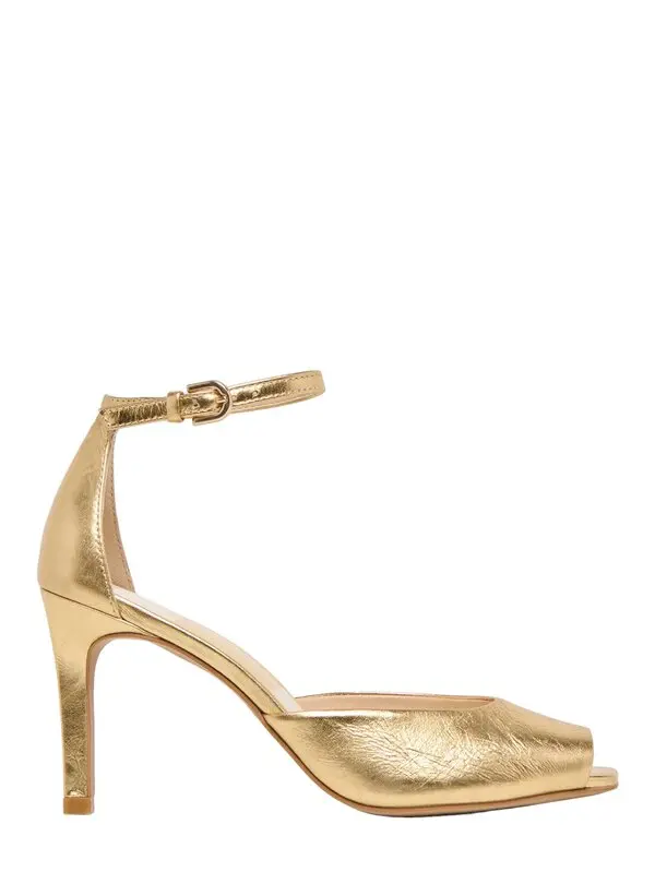 DOLCEVITA Serlo Crinkle Patent Peep Toe Stilettos - Gold Crinkle Patent