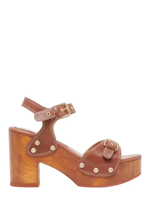 DOLCEVITA Yandy Platform Wedge Sandals - Cognac Leather