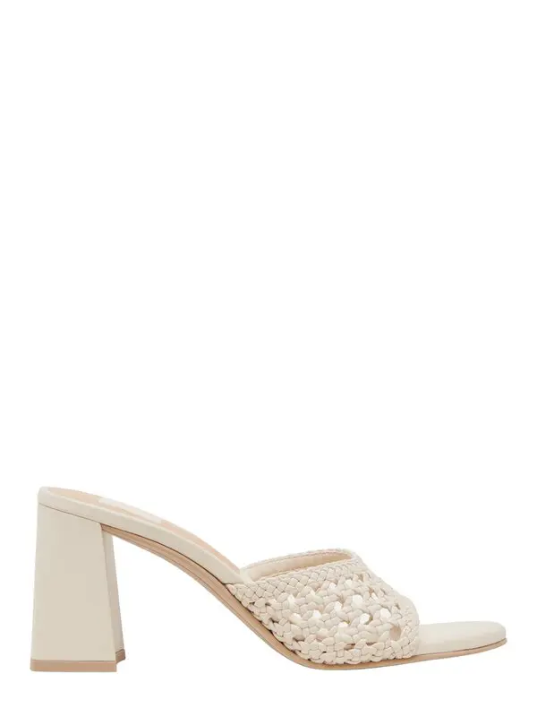 DOLCEVITA Margoe Block Heel Mules - Creme Woven Stella