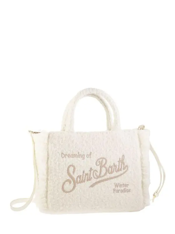 MC2 SAINT BARTH Colette Fabric Handbag With Logo - White