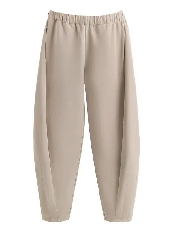 Cuyana Fleece Barrel Pant - Stone