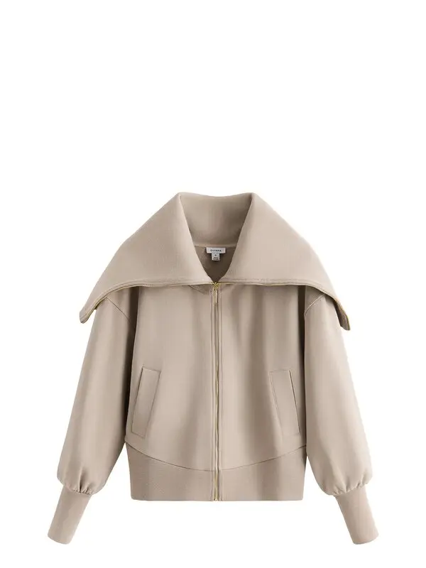 Cuyana Oversized Collar Fleece Sweatshirt - Stone