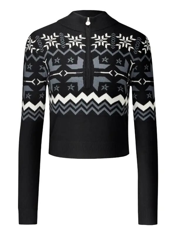 Perfect Moment Nordic Merino Wool Half-zip Sweater - Black