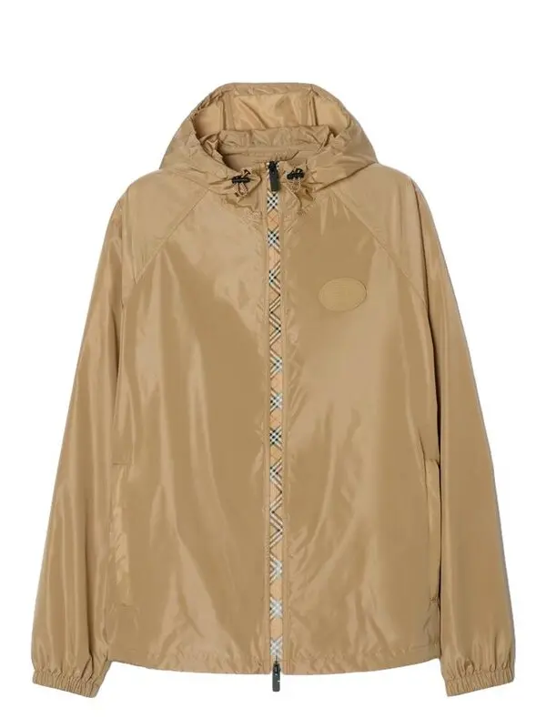 Burberry Checker-tape Nylon Hooded Jacket - Beige Beige