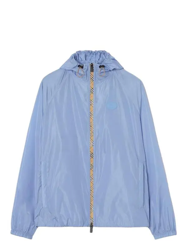 Burberry Checker-tape Nylon Hooded Jacket - Cornflower Blue