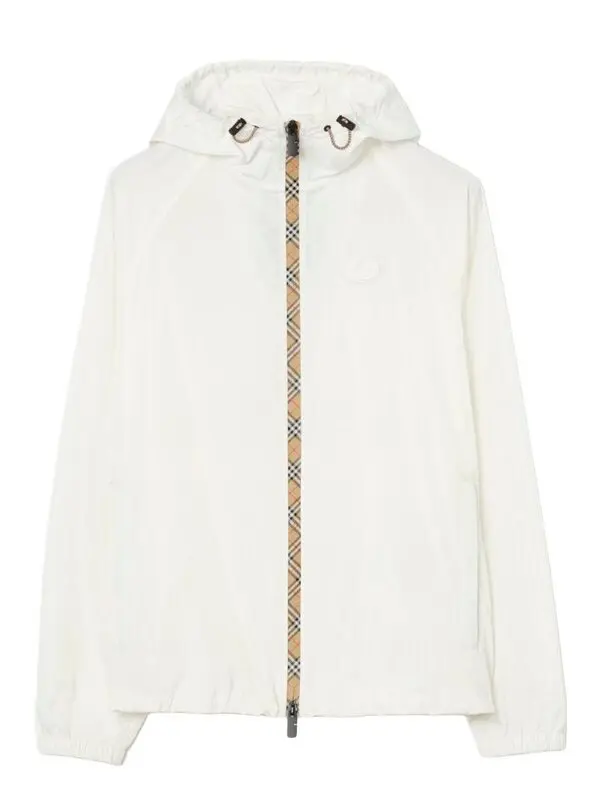 Burberry Checker-tape Nylon Hooded Jacket - Seashell White