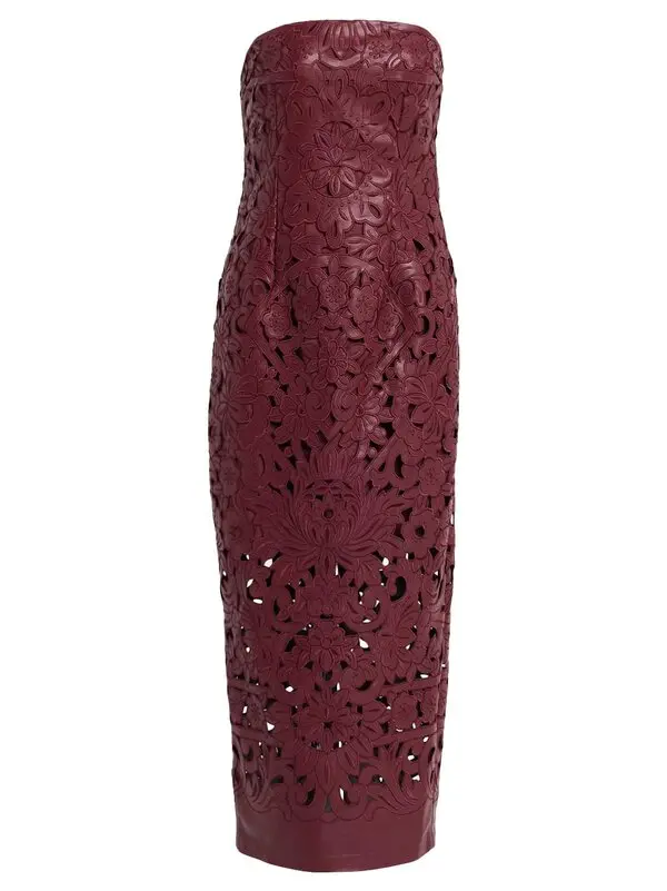 Cult Gaia Raylene Floral Cutout Faux Leather Midi Dress - Chianti