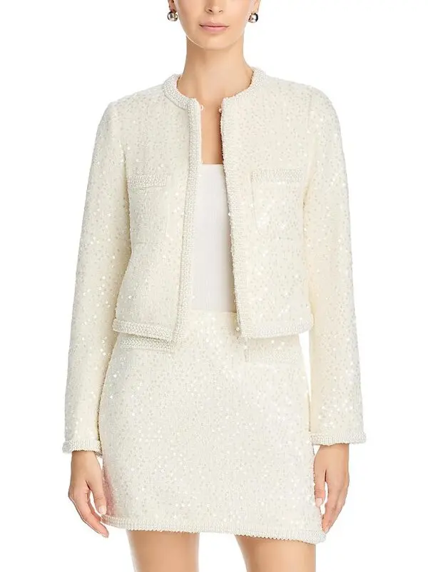 Aqua Tweed Sequin Jacket - White