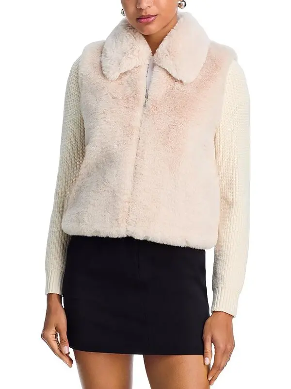 Aqua Faux Fur Cardigan - Ivory