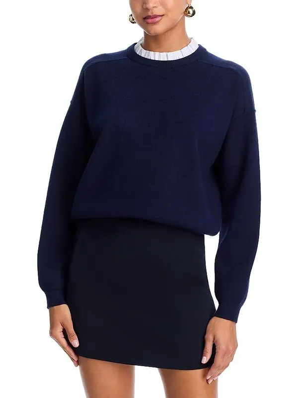 Aqua Ruffle Crewneck Sweater - Navy