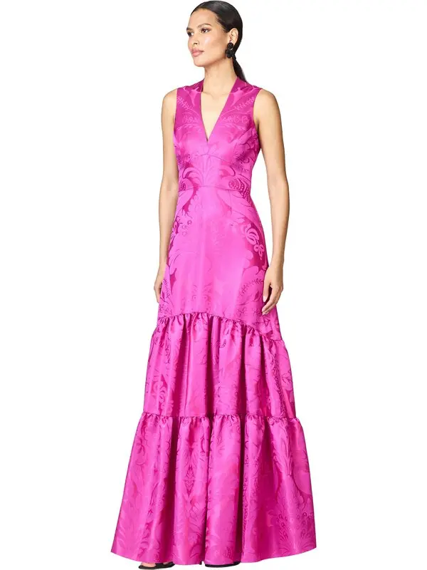 Sachin & Babi Cella Gown - Pink Sapphire Damask