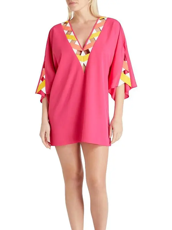 VALIMARE Mallorca Cross Bandage Cover-up Tunic Dress - Fuscia