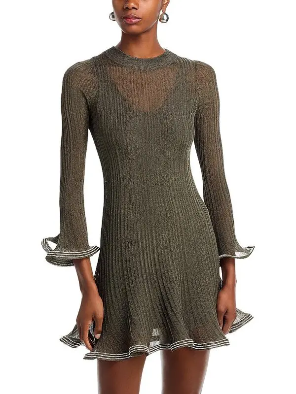 Simkhai Zelda Long Sleeve Mini Dress - Gunmetal Silver