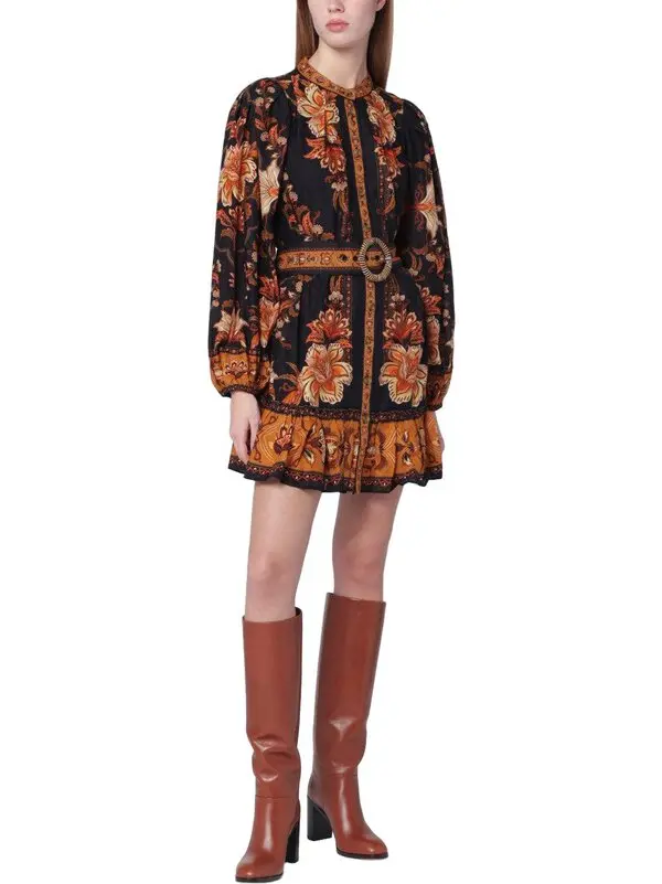 Farm Rio Majestic Garden Mini Dress - Black