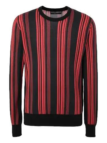 Dolce & Gabbana Striped Cashmere & Silk Sweater - Charcoal