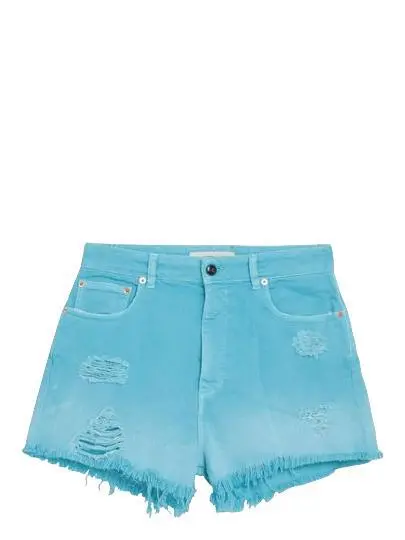 SEMICOUTURE Denim Solid Shorts - Blue