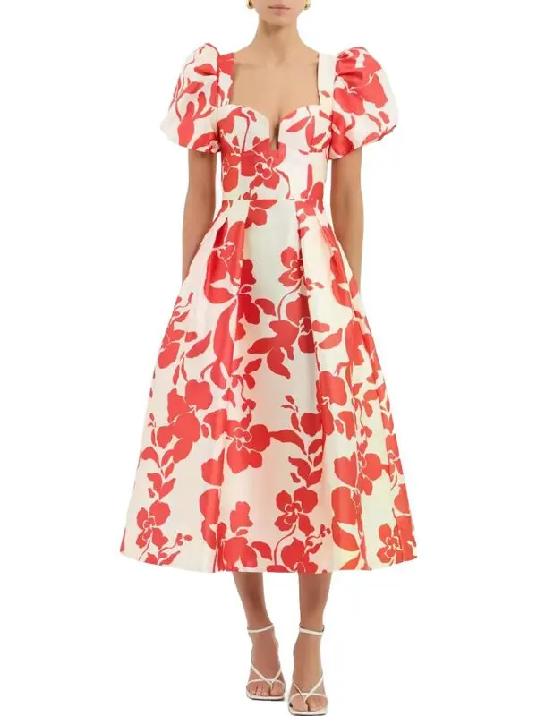 Rebecca Vallance Mayari Midi Floral Dress - Neutrals