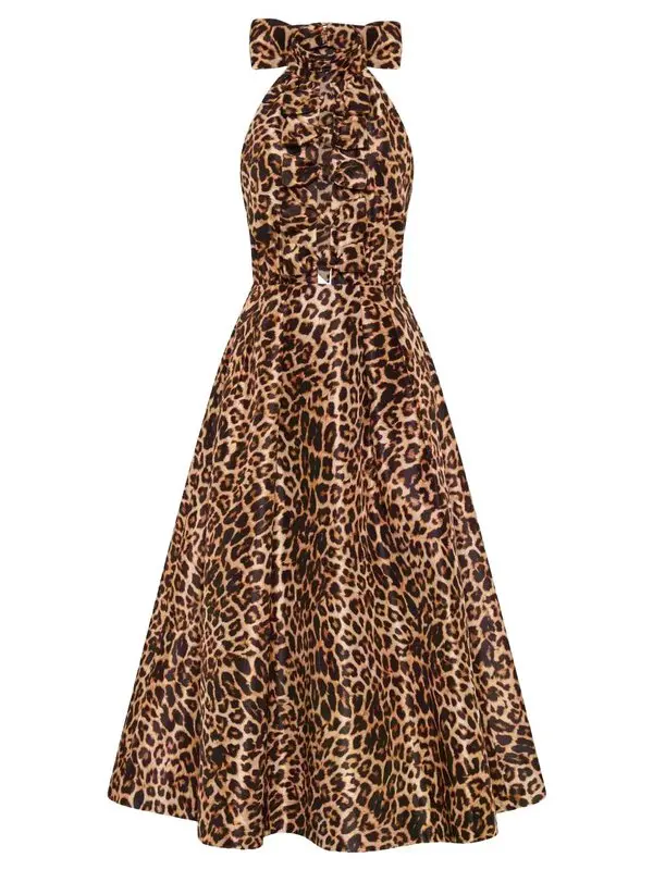Rebecca Vallance Clarice Ruffled Belted Midi Dress - Brown