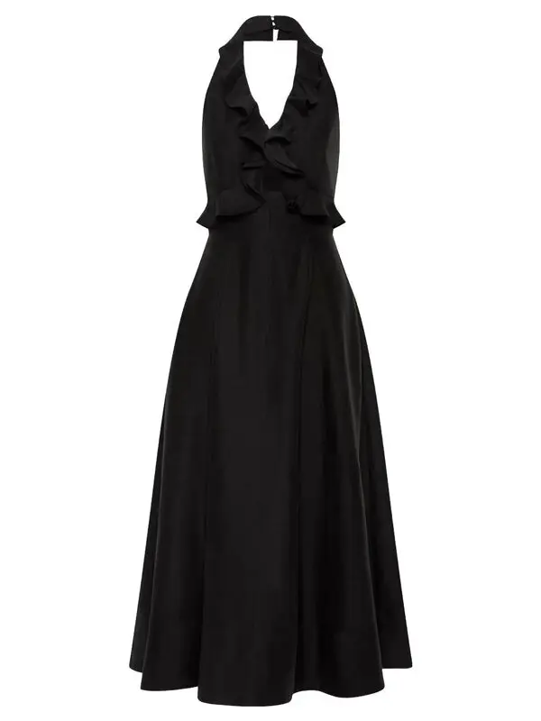 Rebecca Vallance Sable Ruffled Midi Dress - Black