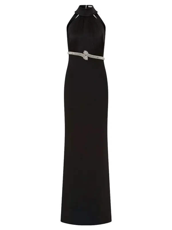 Rebecca Vallance Lilith Embellished Halterneck Dress - Black