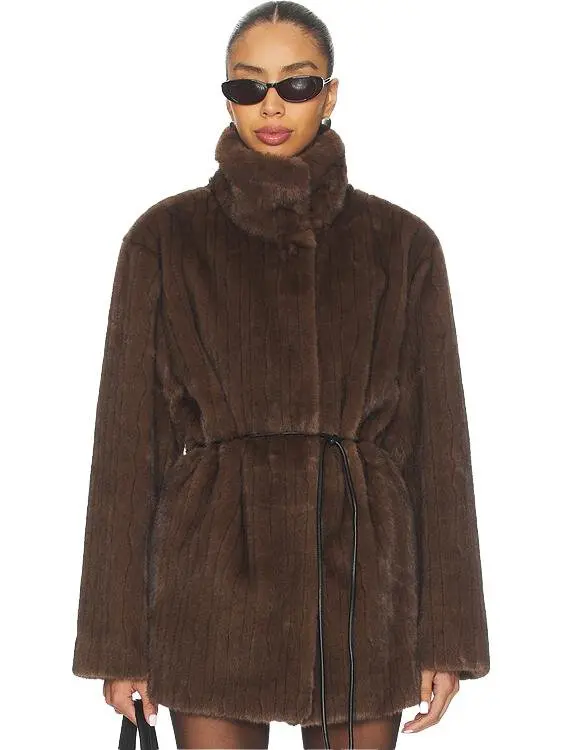Lpa Maria Faux Fur Coat - Chocolate Brown