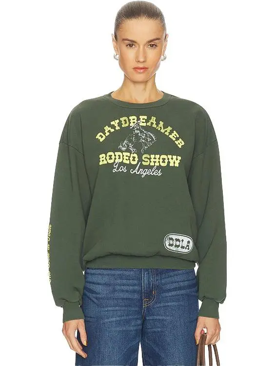 Daydreamer Rodeo Show Oversized Crew Sweatshirt - Deep Green