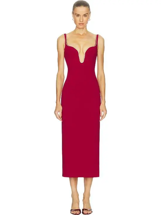 Bardot Brooklyn Diamonte Midi Dress - Burgundy