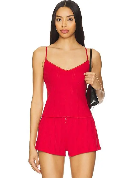 COU COU Long Cami Top - Cherry Red