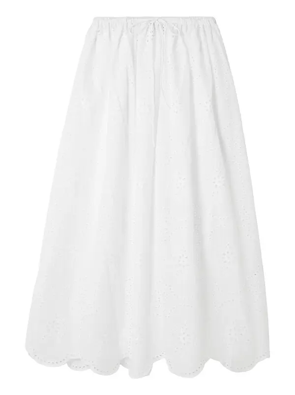 Matteau Scalloped Broderie Anglaise Cotton Midi Skirt - White