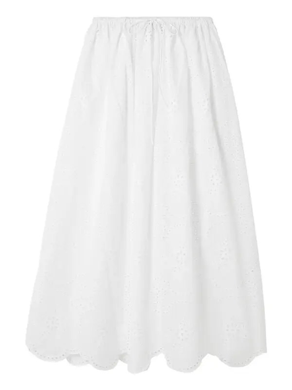 Matteau Scalloped Broderie Anglaise Cotton Midi Skirt - White