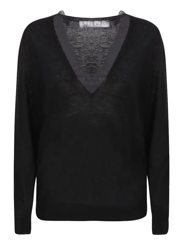 IRO PARIS V-neck Sweater With Lace Trim - Black