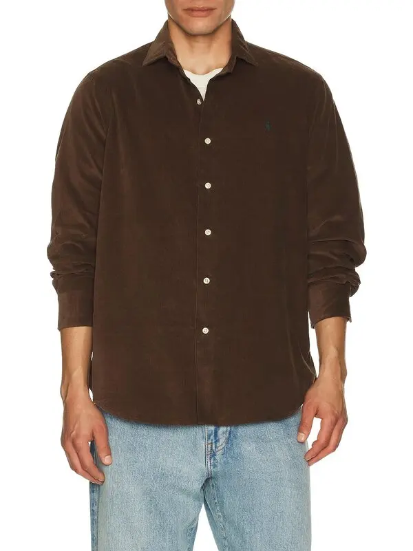 Polo Ralph Lauren Corduroy Sport Shirt In Brown - Chocolate Mousse