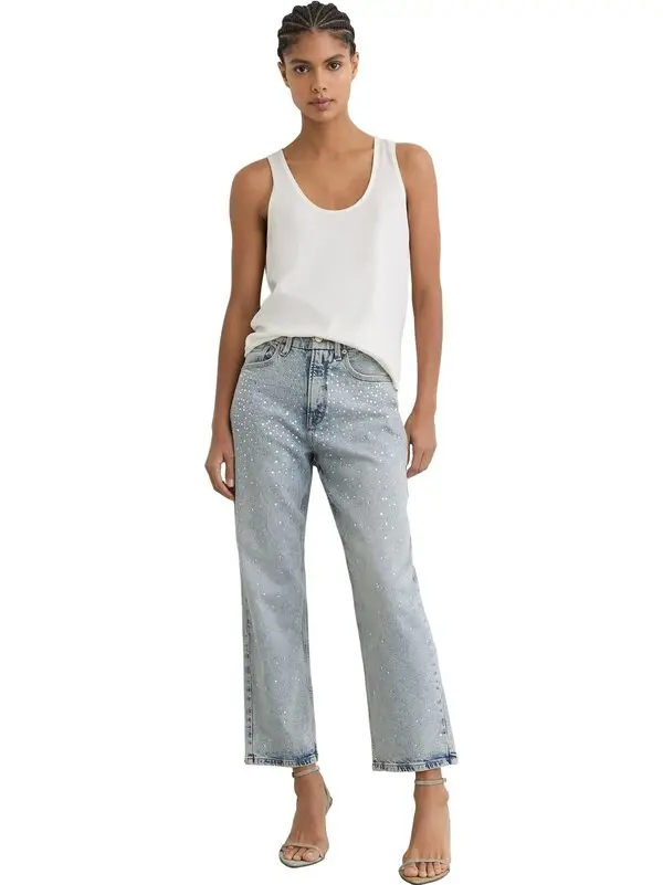 Good American Crystal Cropped Jeans - Indigo Blue