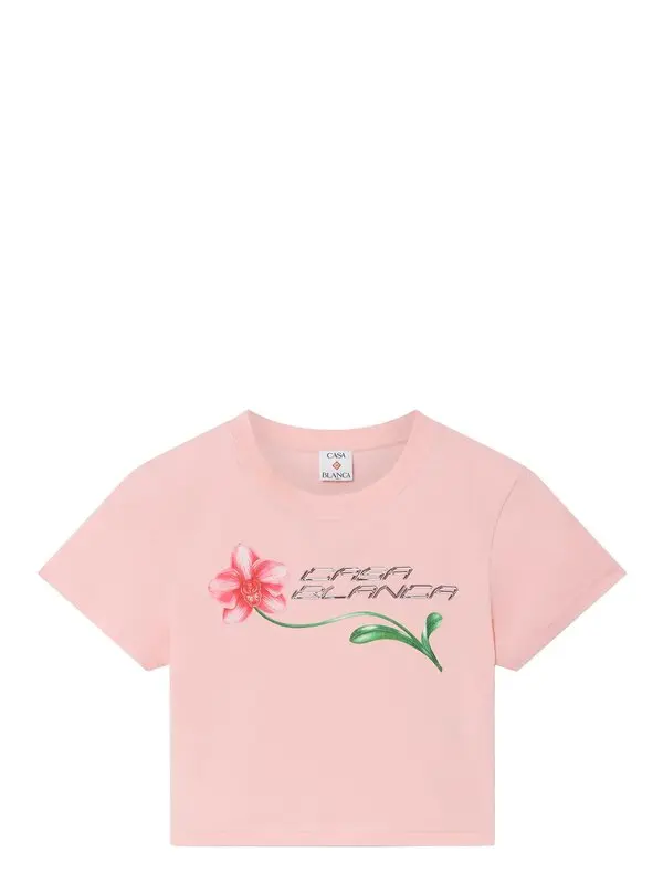 Casablanca Orchid Logo Cropped Baby Tee - Multicolor