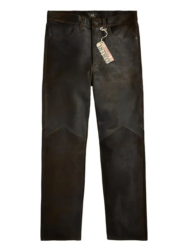 Ralph Lauren Straight Fit Roughout Suede Pant - Black