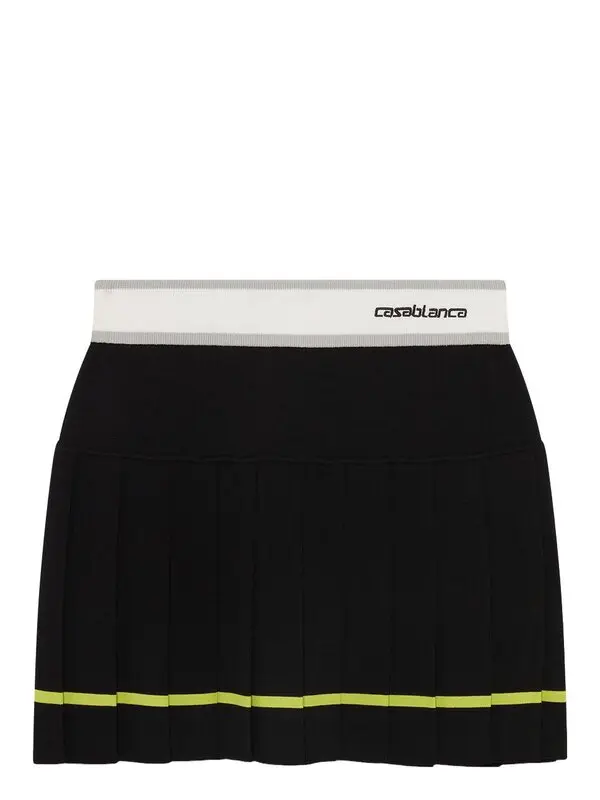 Casablanca Striped Pleated Mini Skirt - Yellow