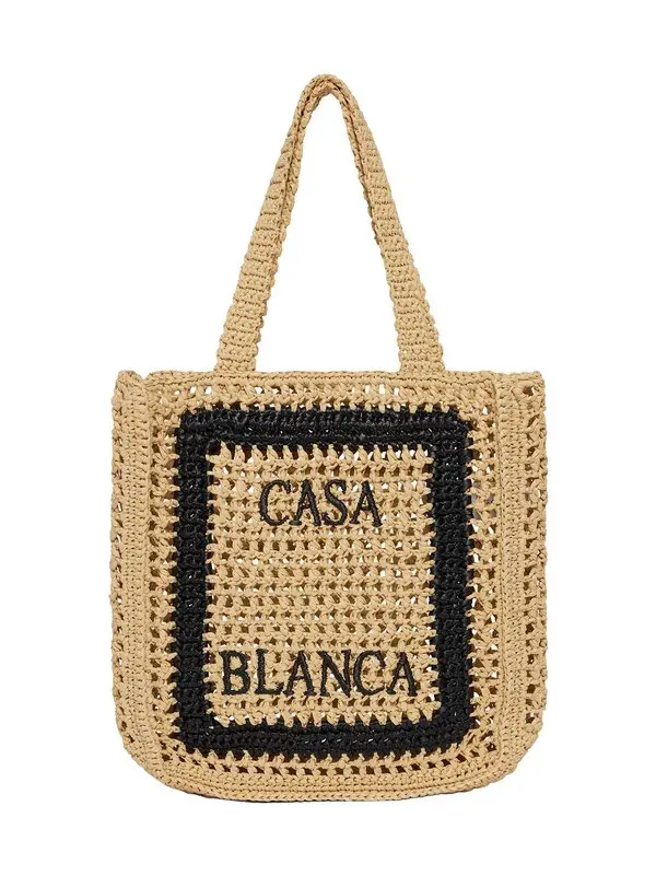 Casablanca Raffia Logo Tote - Multicolor