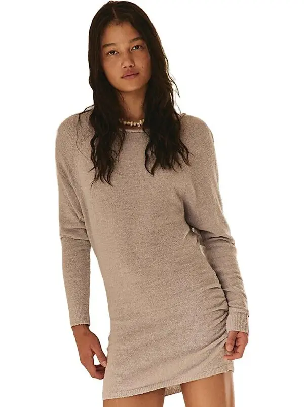 Free People Double Take Sweater Mini Dress - Grey