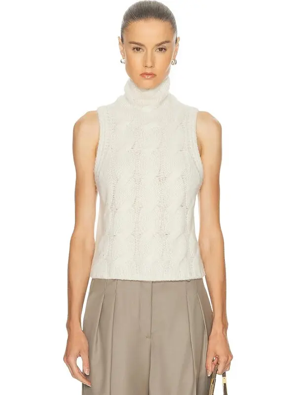 Sablyn Salvia Sleeveless Turtleneck Sweater - Gardenia