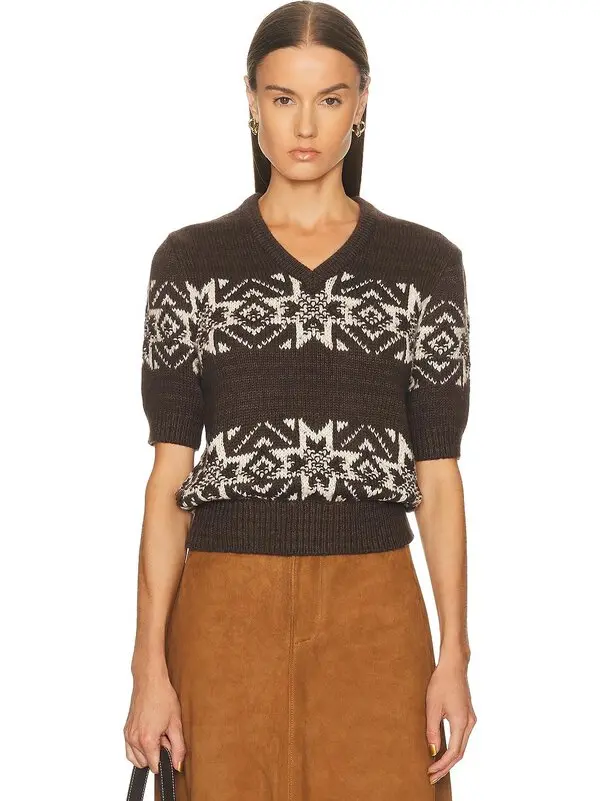 Polo Ralph Lauren Short Sleeve Knit Top - Brown Multi