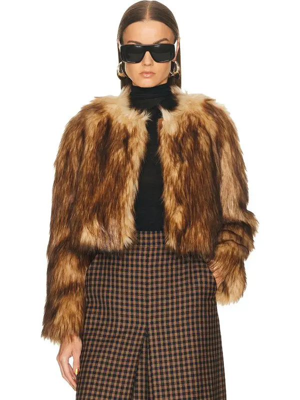 A.L.C. Gina Faux Fur Jacket - Brown