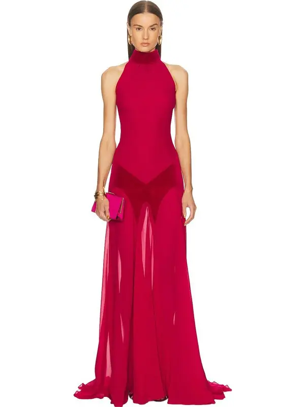 Alexander McQueen Evening Halter Gown - Fuchsia