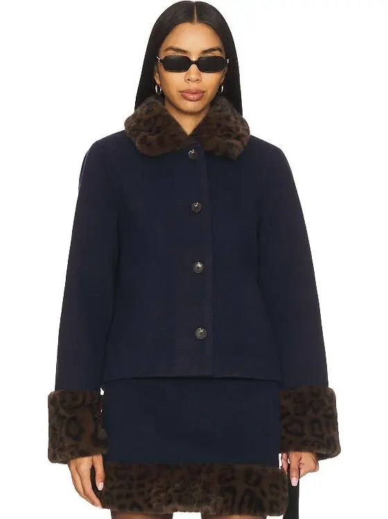 Lpa Robby Jacket With Faux Fur Trim - Navy