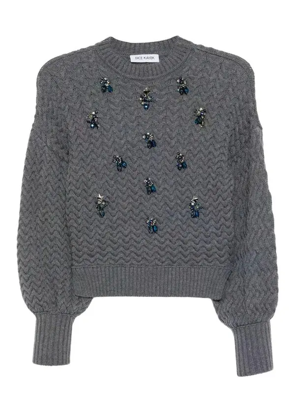 Dice Kayek Crystal-embellished Funnel Neck Sweater - Grey